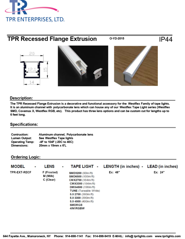 Tape Light Extrusions | TPR Enterprises